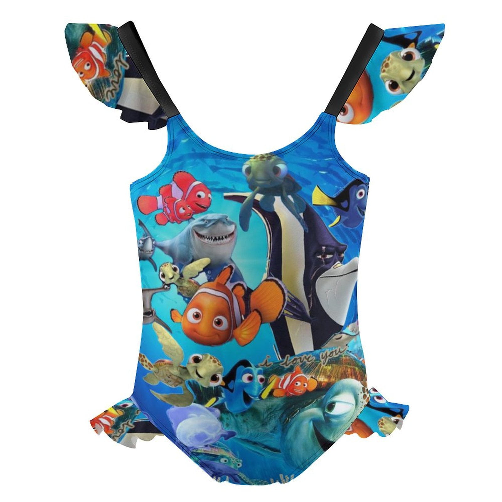 Girls Finding Nemo One Piece Swimsuit Kids Cute Ruffle Bathing Suit ...