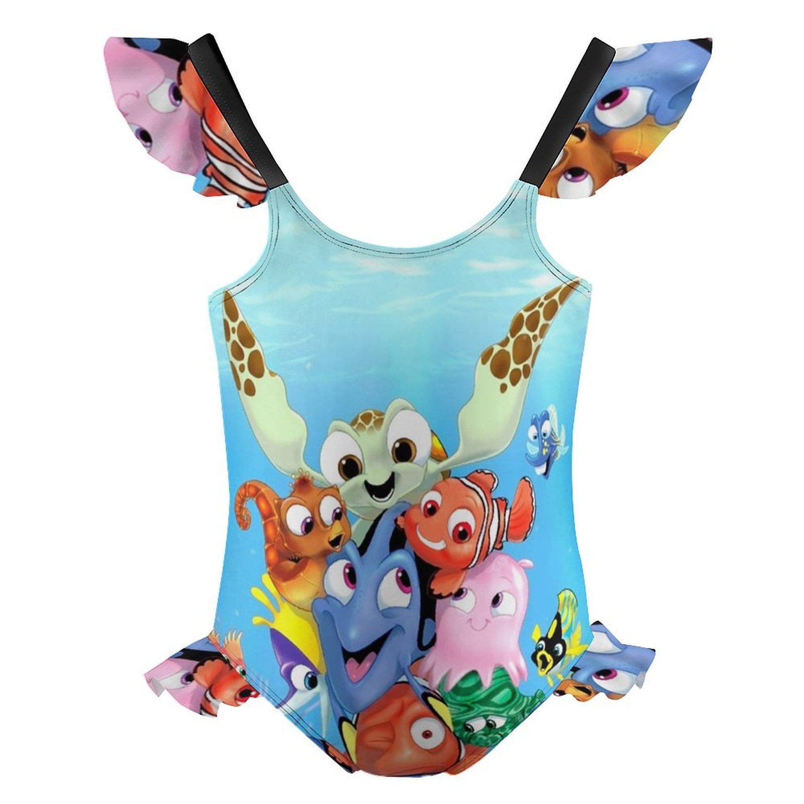 Girls Finding Nemo One Piece Swimsuit Kids Cute Ruffle Bathing Suit ...