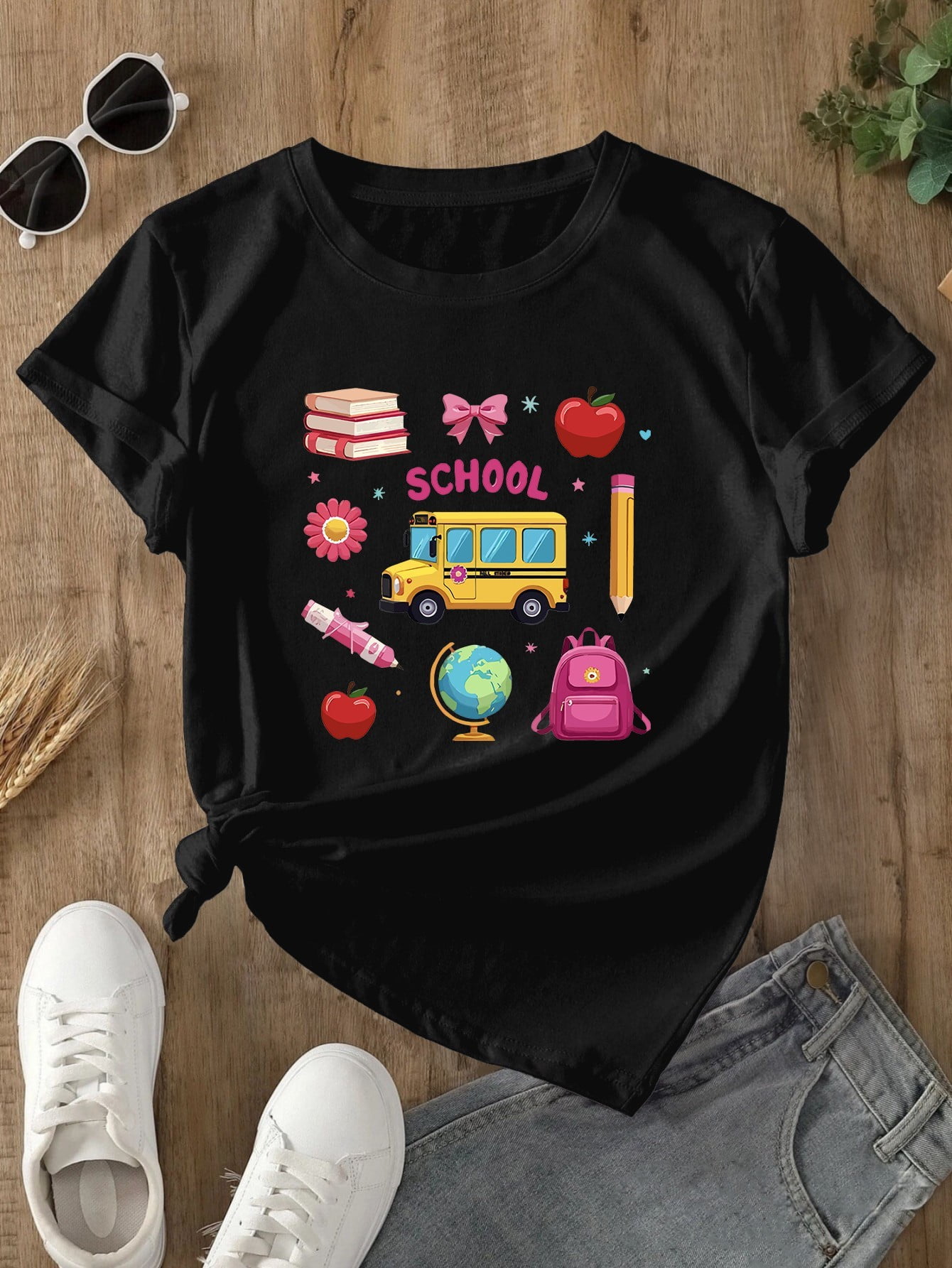 Girls' First Day of School Outfit - Round Neck Top for Preschool ...