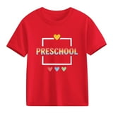 Girls First Day of School T-Shirt Red Kids Rainbow Preschool Tee 100% ...