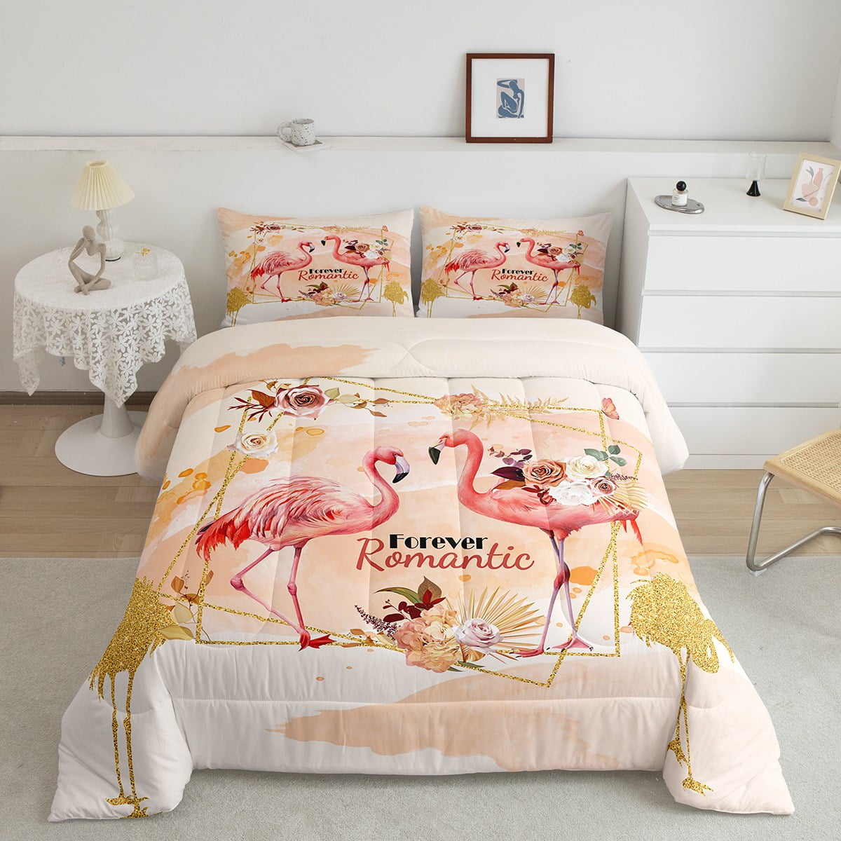 Flamingo Bedding Cute Animal Flamingo Decor Comforter Set Queen Size ...