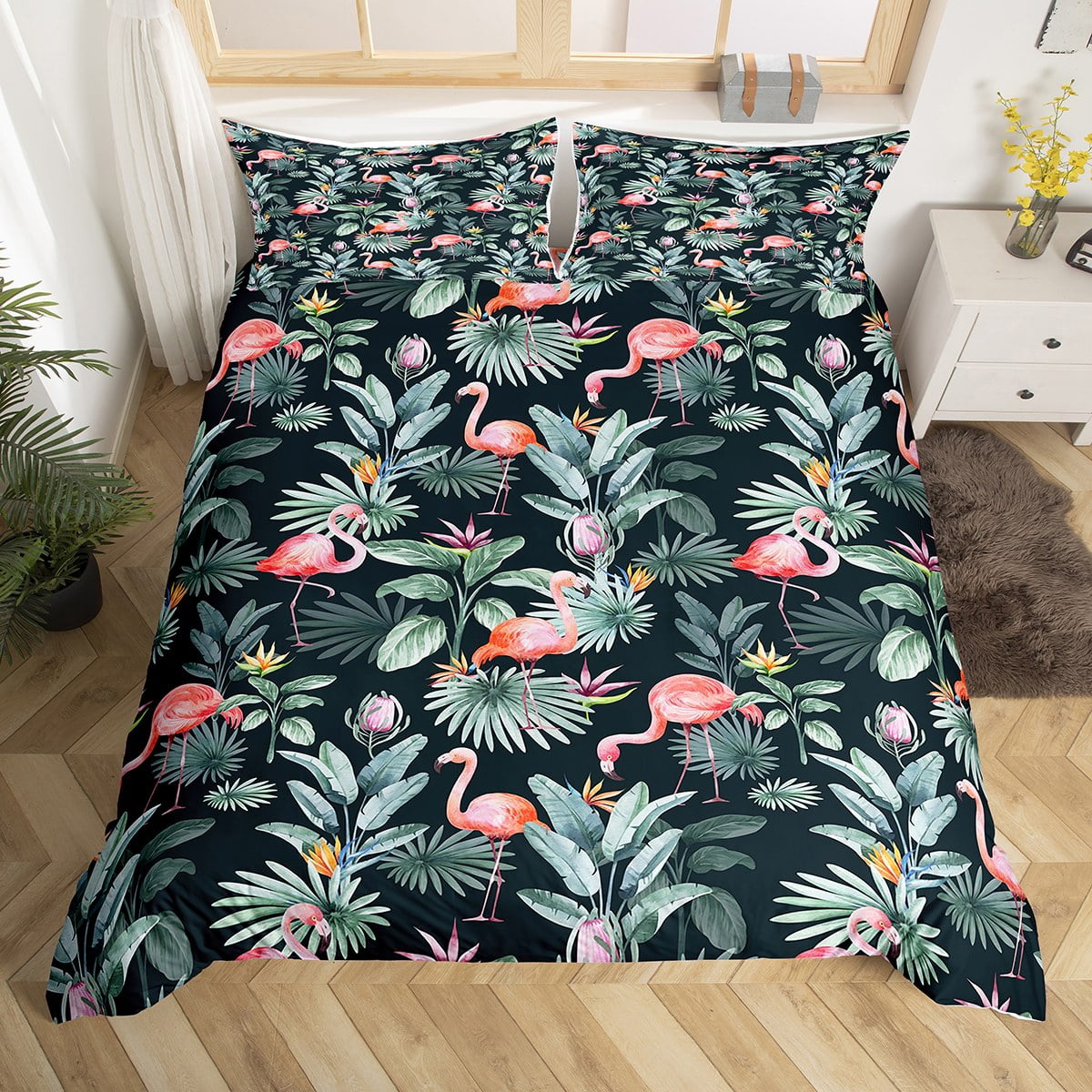 Flamingo Bedding Set Pink Flamingo Decor Duvet Cover Twin Size for ...