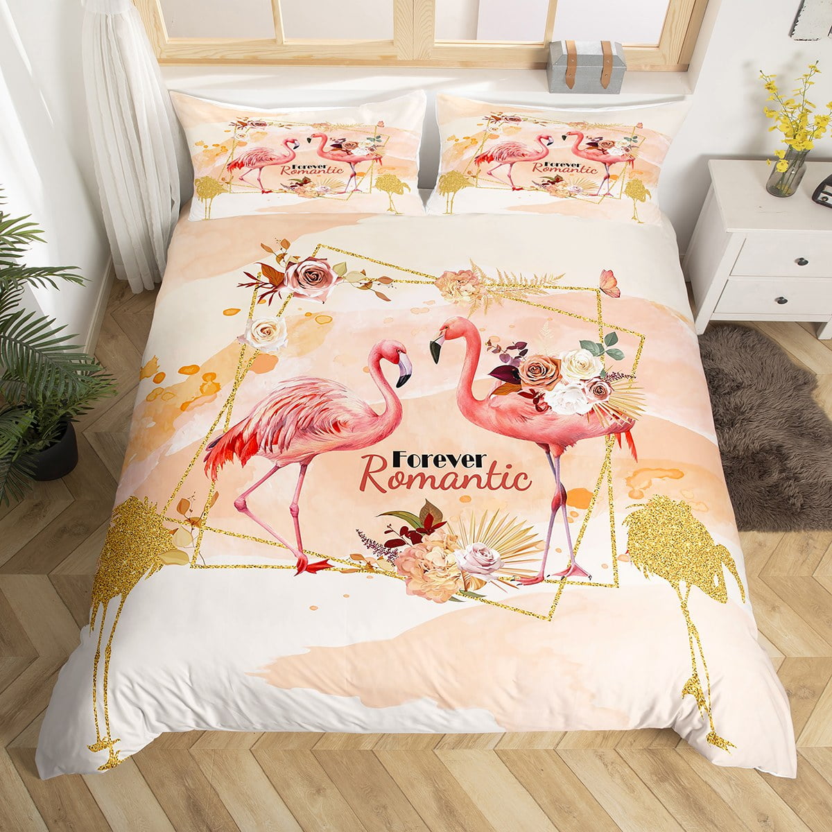 Flamingo Duvet Cover Cute Animal Flamingo Decor Bedding Set King Size ...