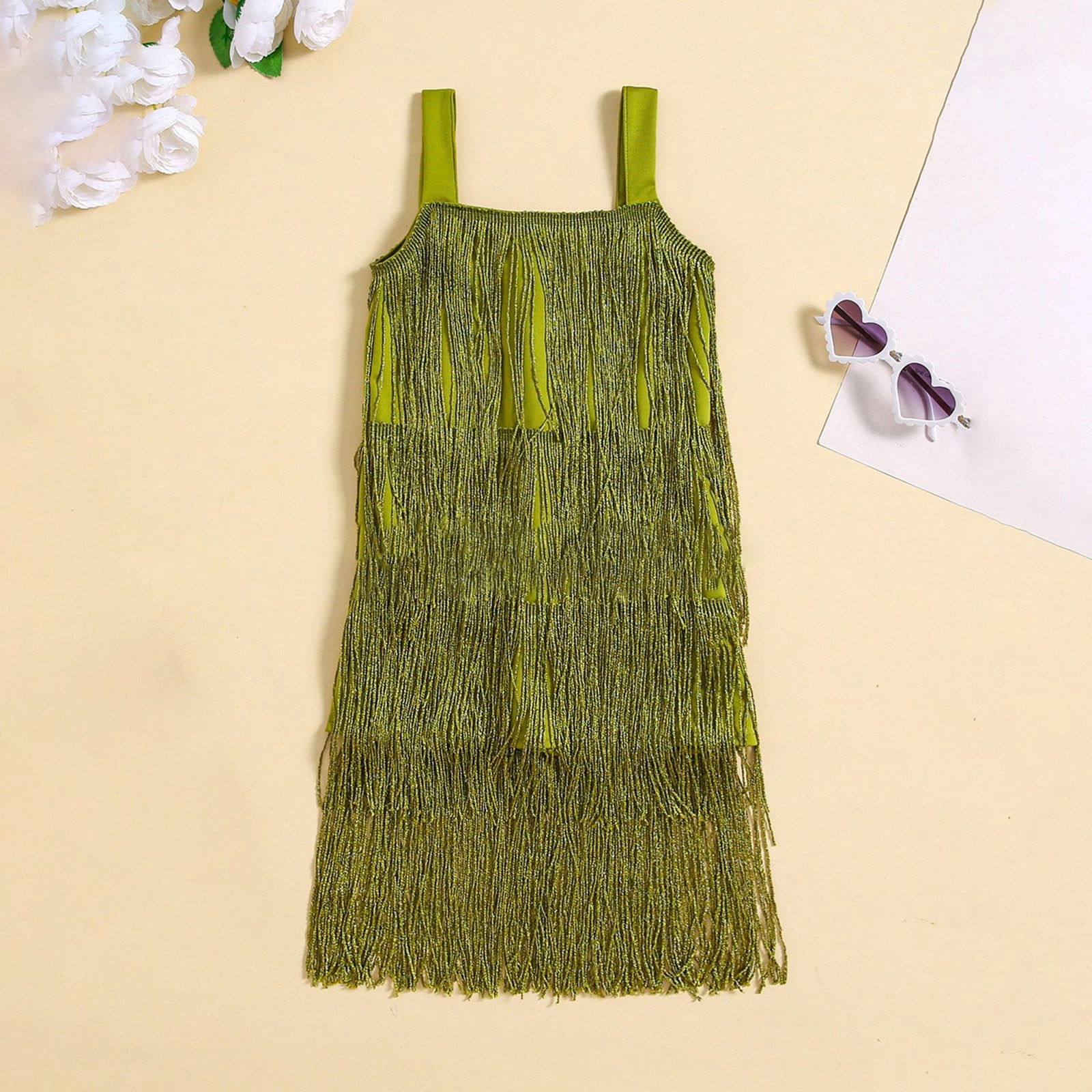 Girls Flapper Dress with Sequins and Fringe for Latin Tango Dance ...