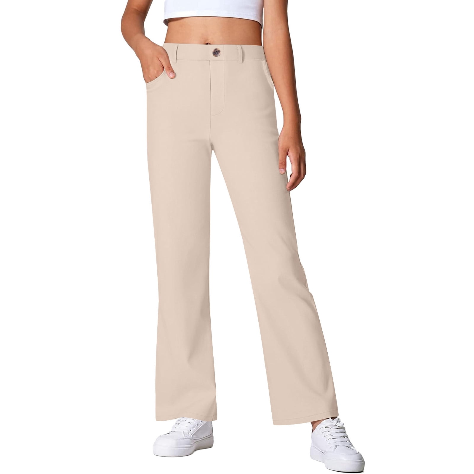 Girls Flare Dress Pants Kids School Uniform Bell Bottoms with Elastic ...