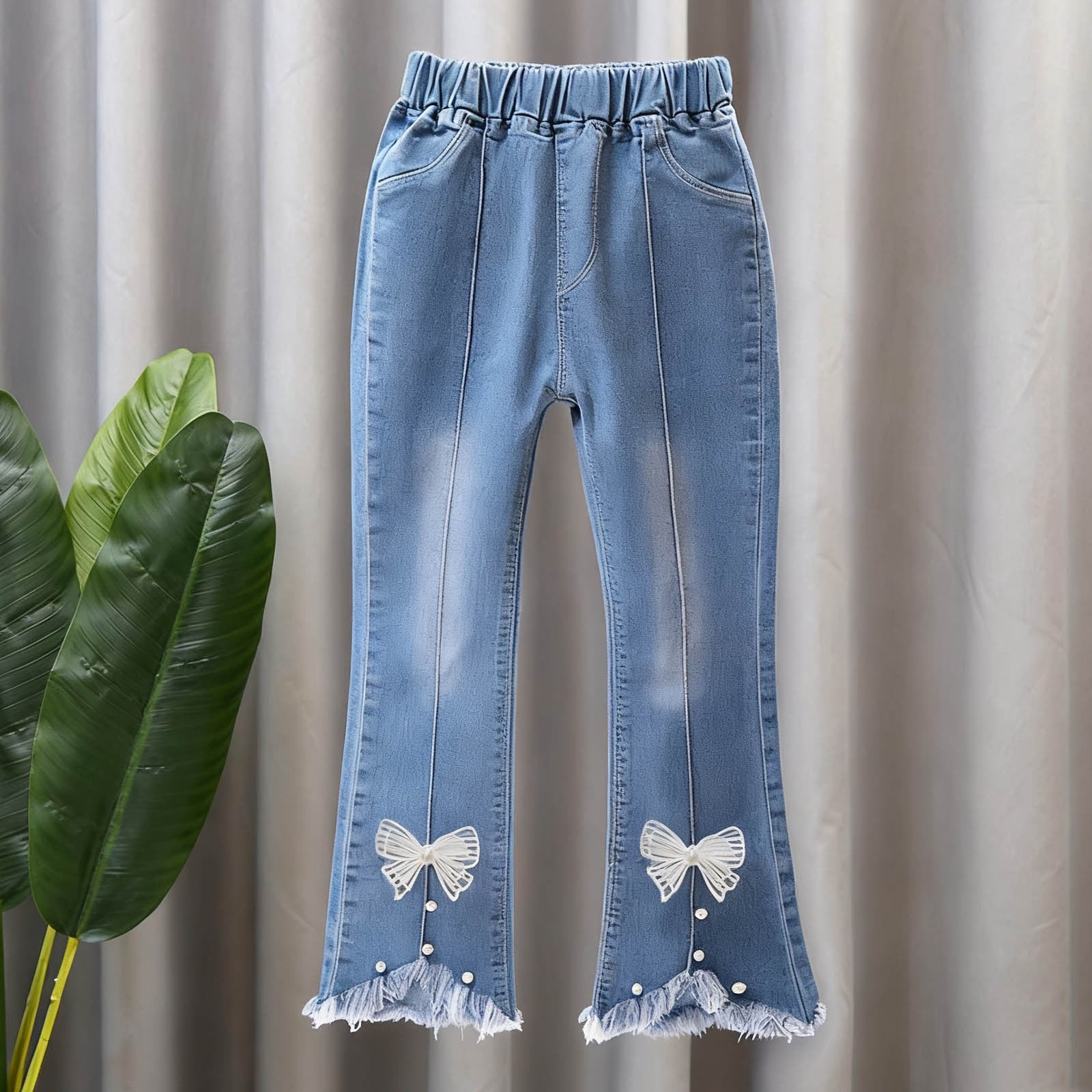 Girls Flare Jeans Light Blue Bootcut Kids to Big Kids Elastic Waist ...