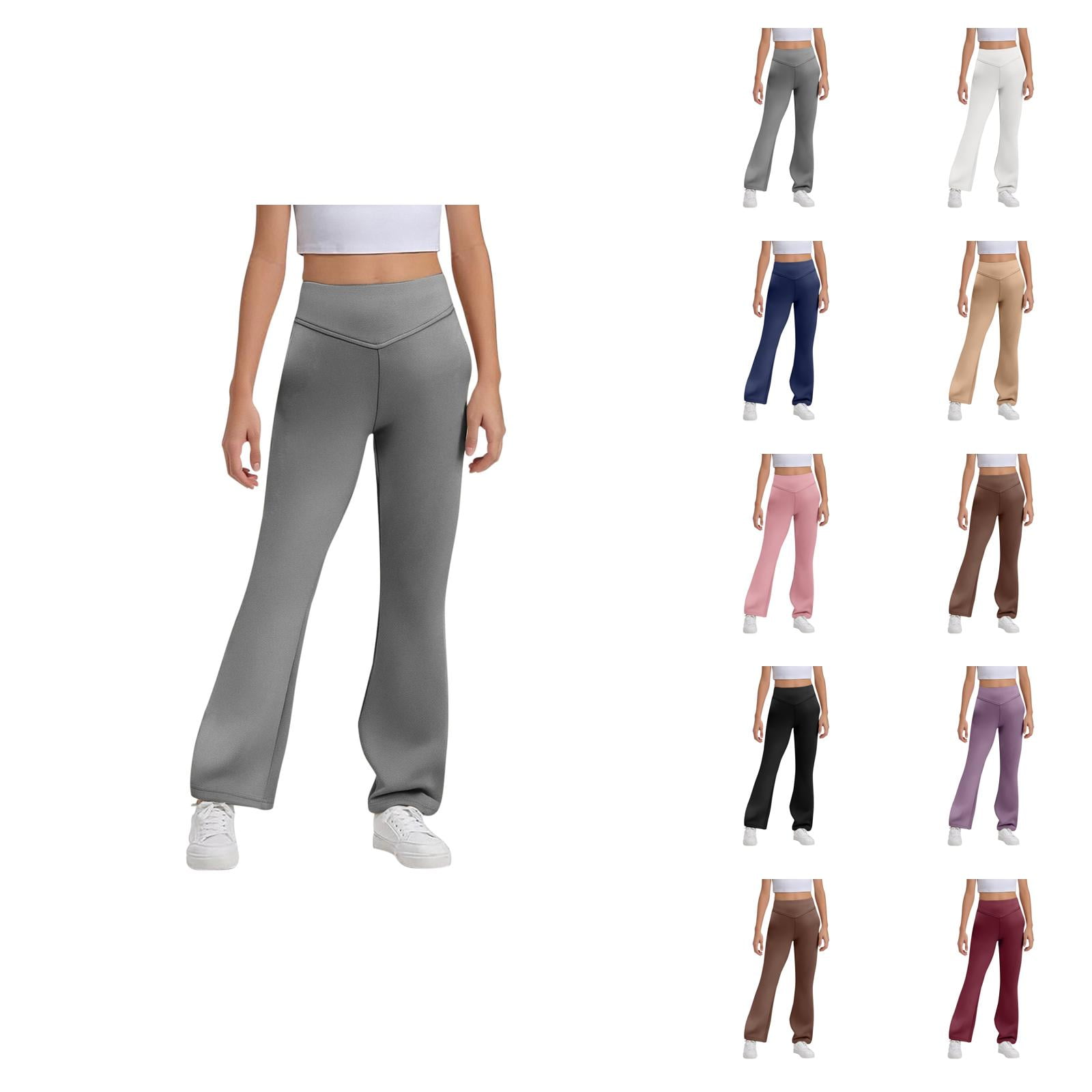Girls Flare Leggings 2025 Trendy High Waisted Bootcut Uniform Pants ...
