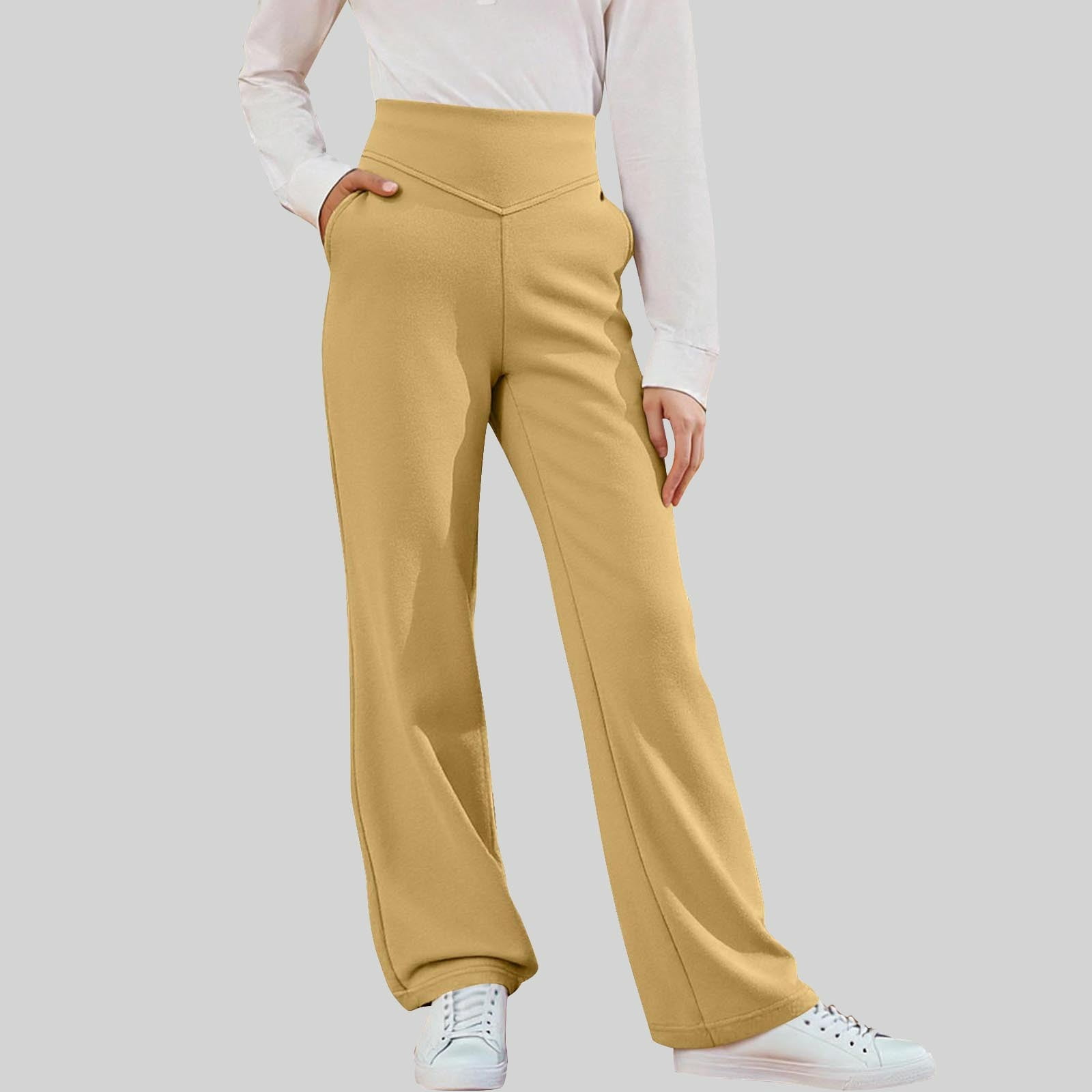 Girls Flare Wide Leg Sweatpants High Waisted Elastic Waist Bell Bottom ...