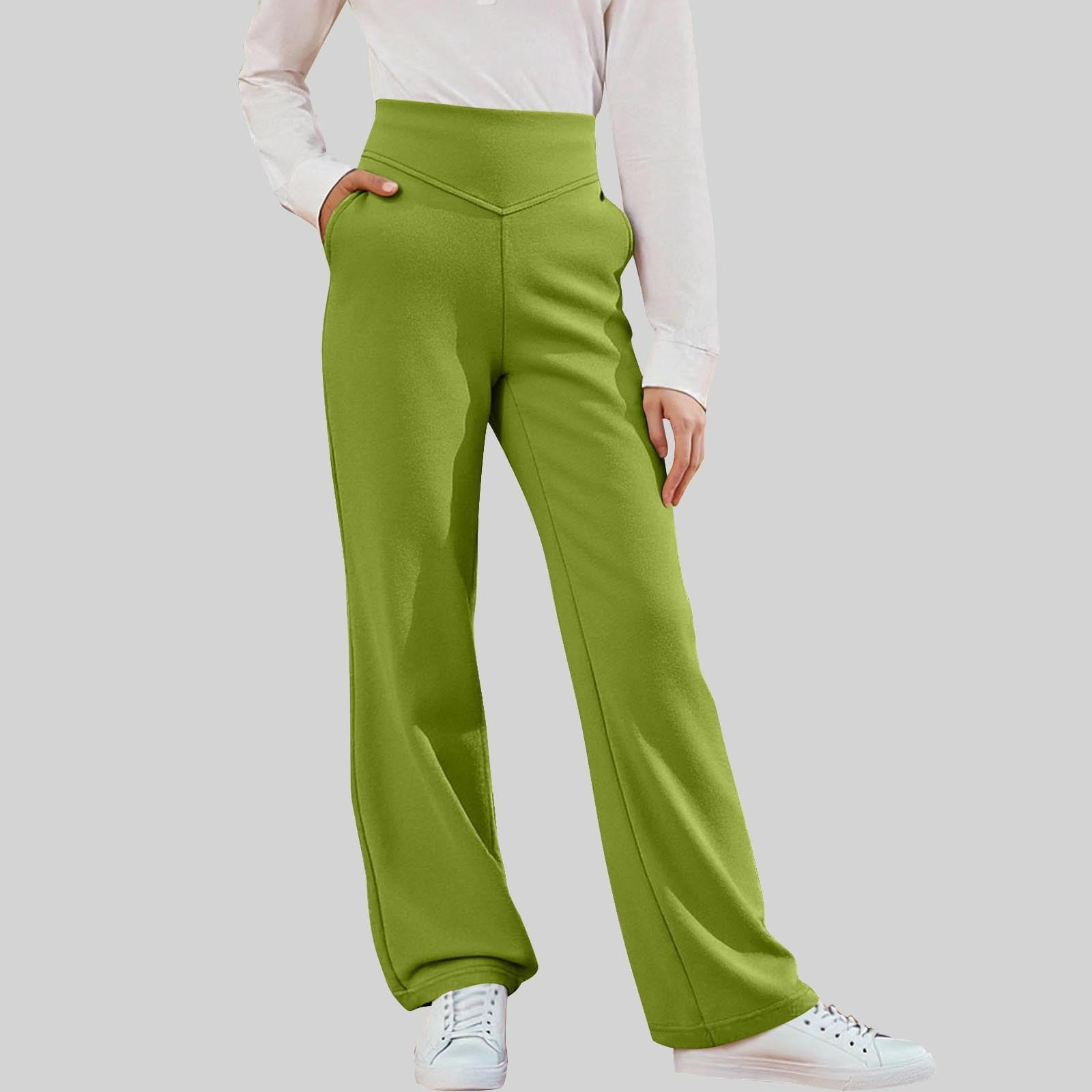 Girls Flare Wide Leg Sweatpants High Waisted Elastic Waist Bell Bottom ...