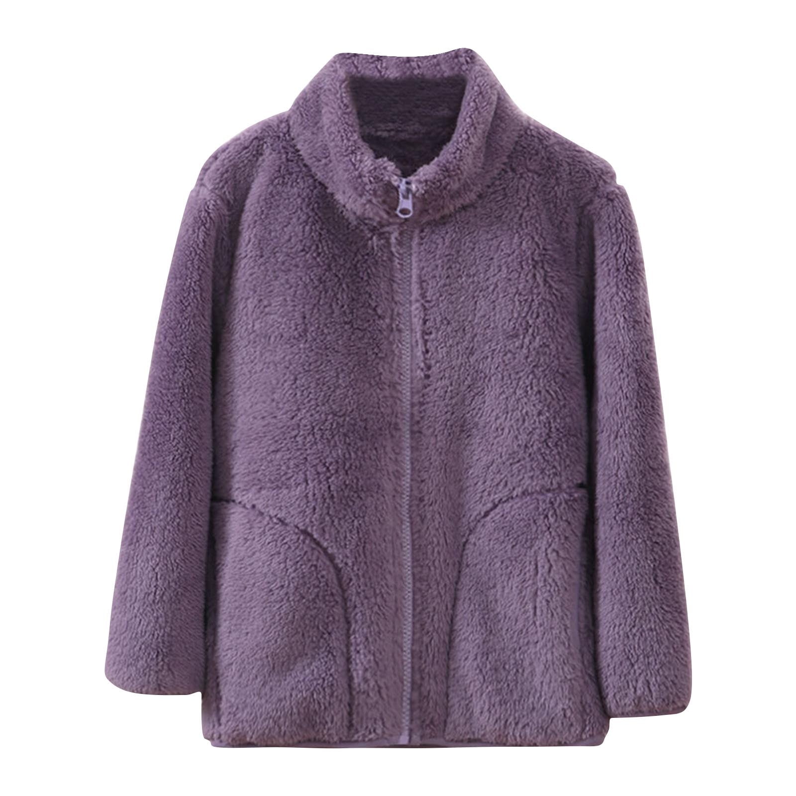 Girls Fleece Jacket, Full Zip Fall Winter Soft Coat Outwear with ...