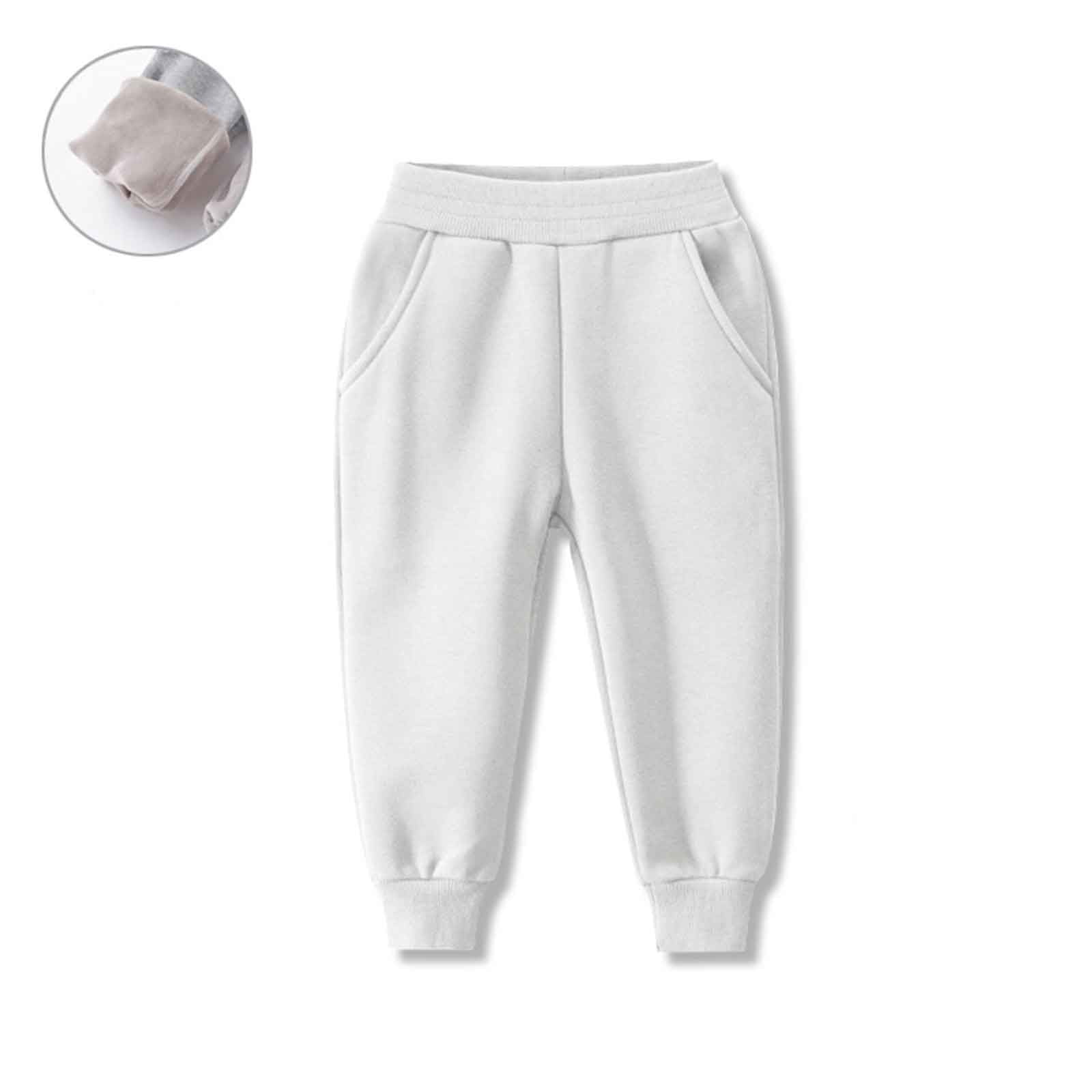 Girls Fleece Lined Sweatpants Toddler Kids Winter Warm Joggers Pants ...