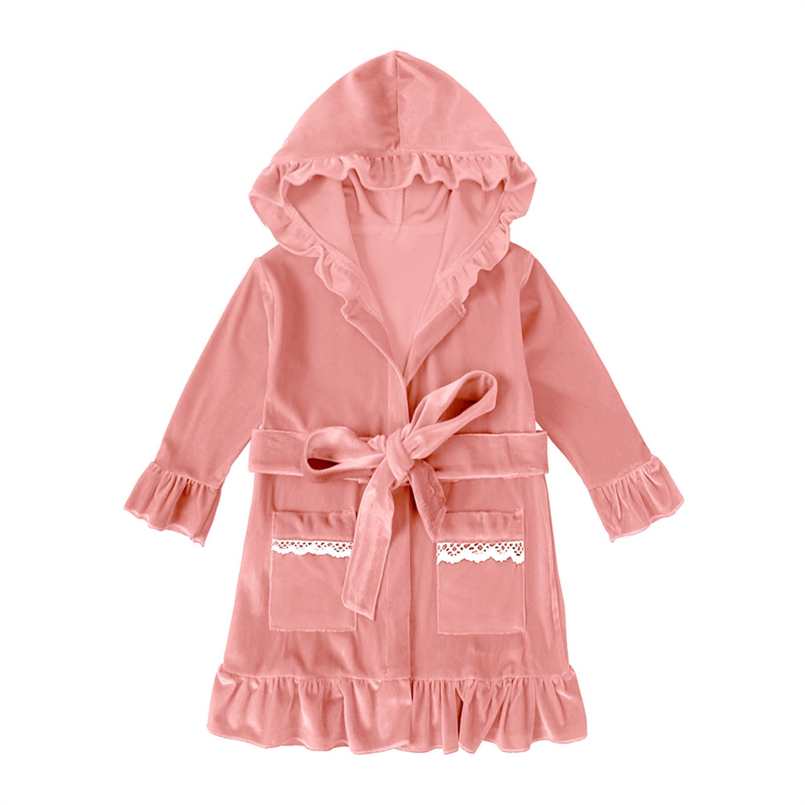 Girls Fleece Robe, Hooded Toddler Soft Fuzzy Bathrobe for Kids 6 Months ...