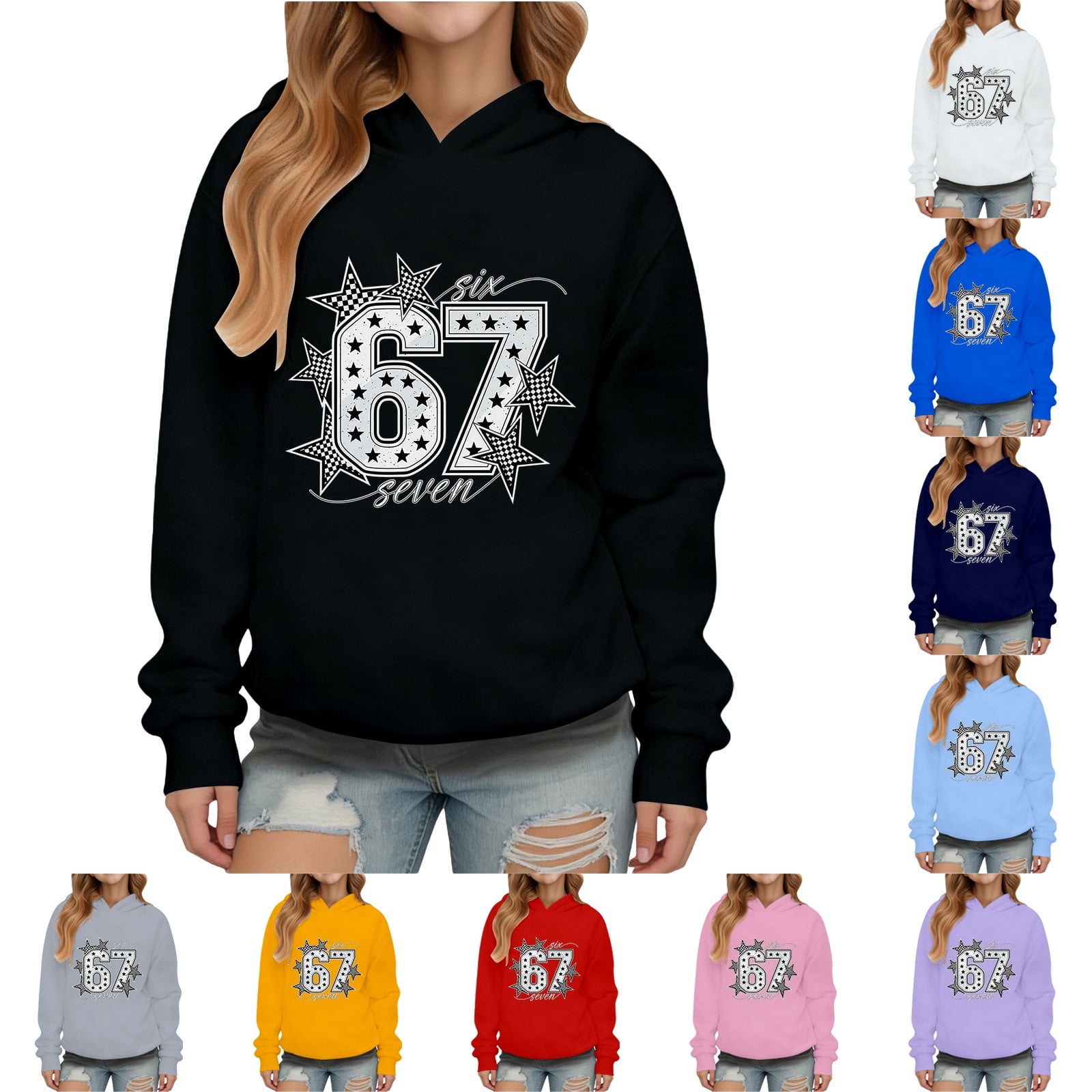 Girls Fleece Tracksuit 67 Pullover Hoodie Cute 6 7 Hip Hop Rap Outfits ...