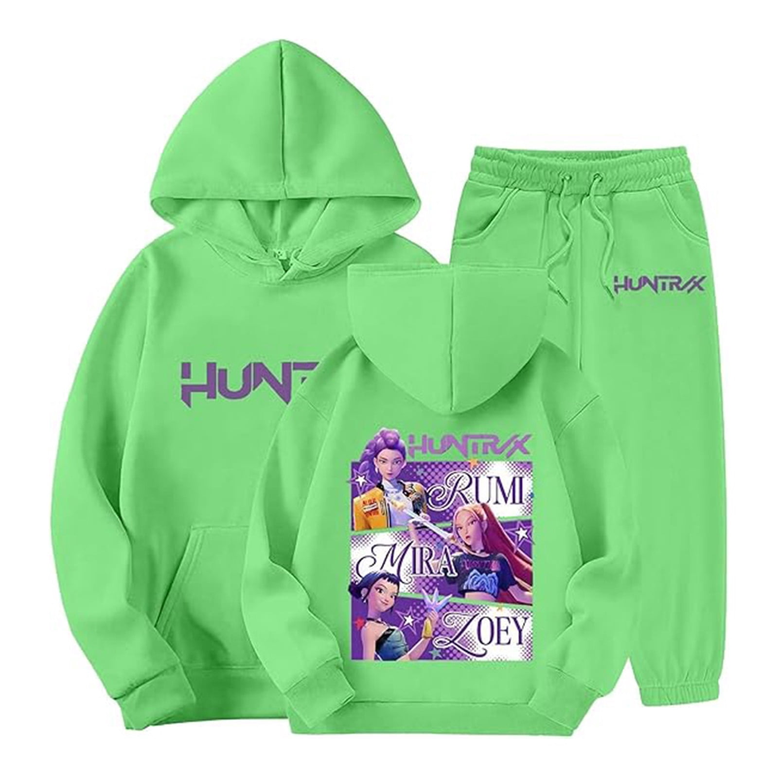 Girls Fleece Tracksuit Set 2 Piece Winter Warm Pullover Hoodie With ...