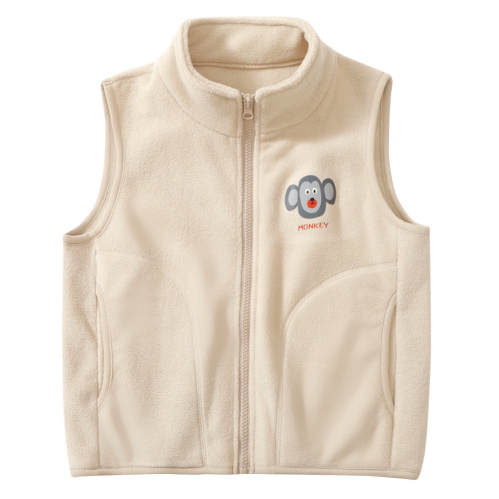 Girls Vest Full-Zip Khaki Vest Warm Soft Boys Fall Vest Girls Vests ...