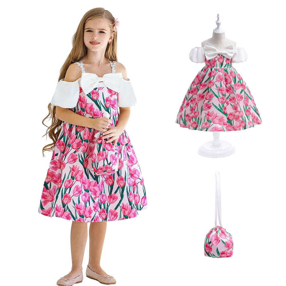 Girls Flower Floral Lace Dress Wedding Pegeant Birthday Gown, 4-7Y ...