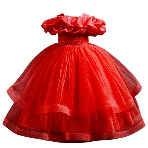 Girls Flower Girl Tiered Bubble Tutu: Pink Ruffle Tulle Gown, Wedding ...