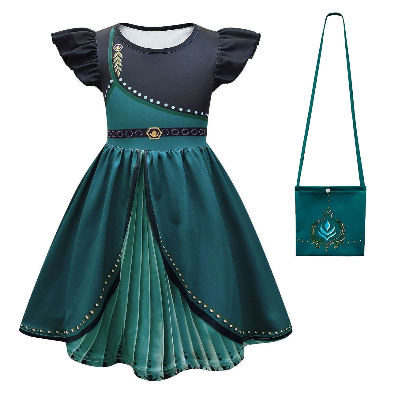 Girls Flutter Sleeve Casual Dresses Princess Merida/Anna Costume Kids ...