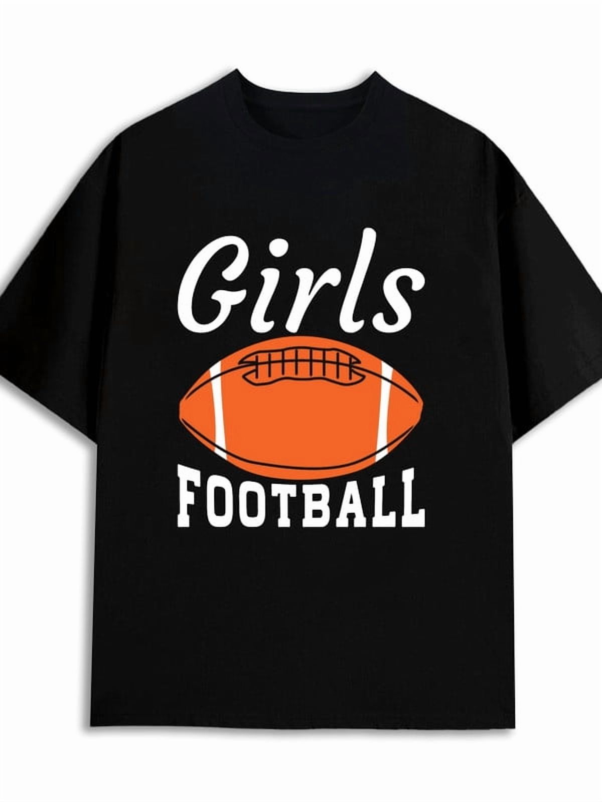 Girls Football Tee sport print t shirt men's 180G 100% Cotton black ...