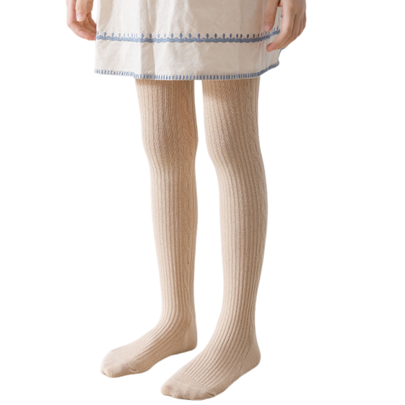 Girls Footed Tights Cotton Knitted Soft School Uniform Casual Dance ...