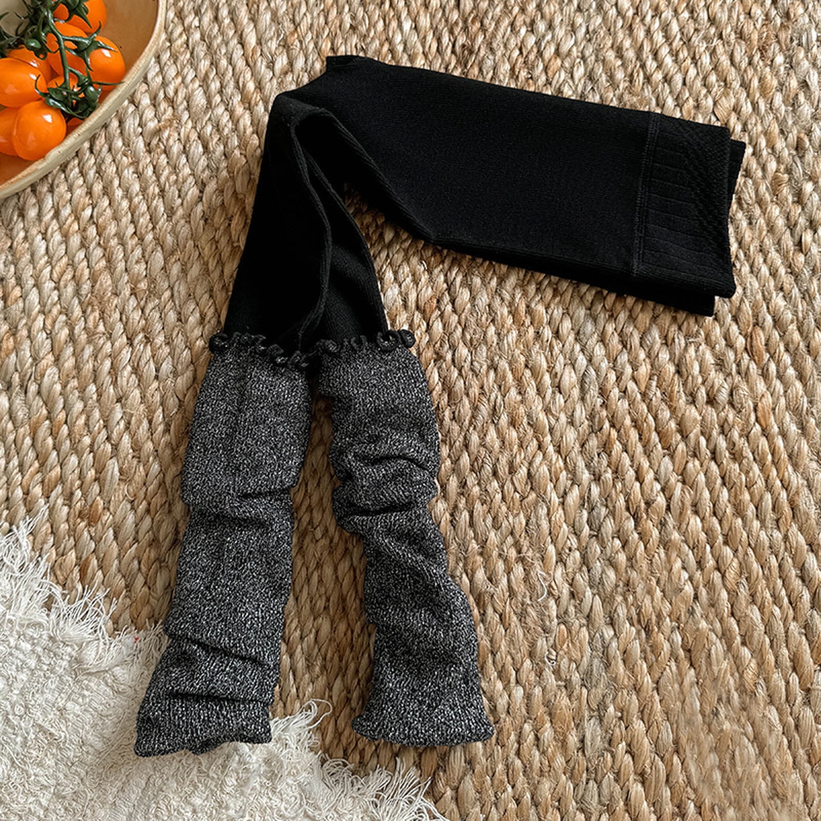 Girls Footless Tights Cotton Ruffle Soft Knit Tights Kids Leggings ...