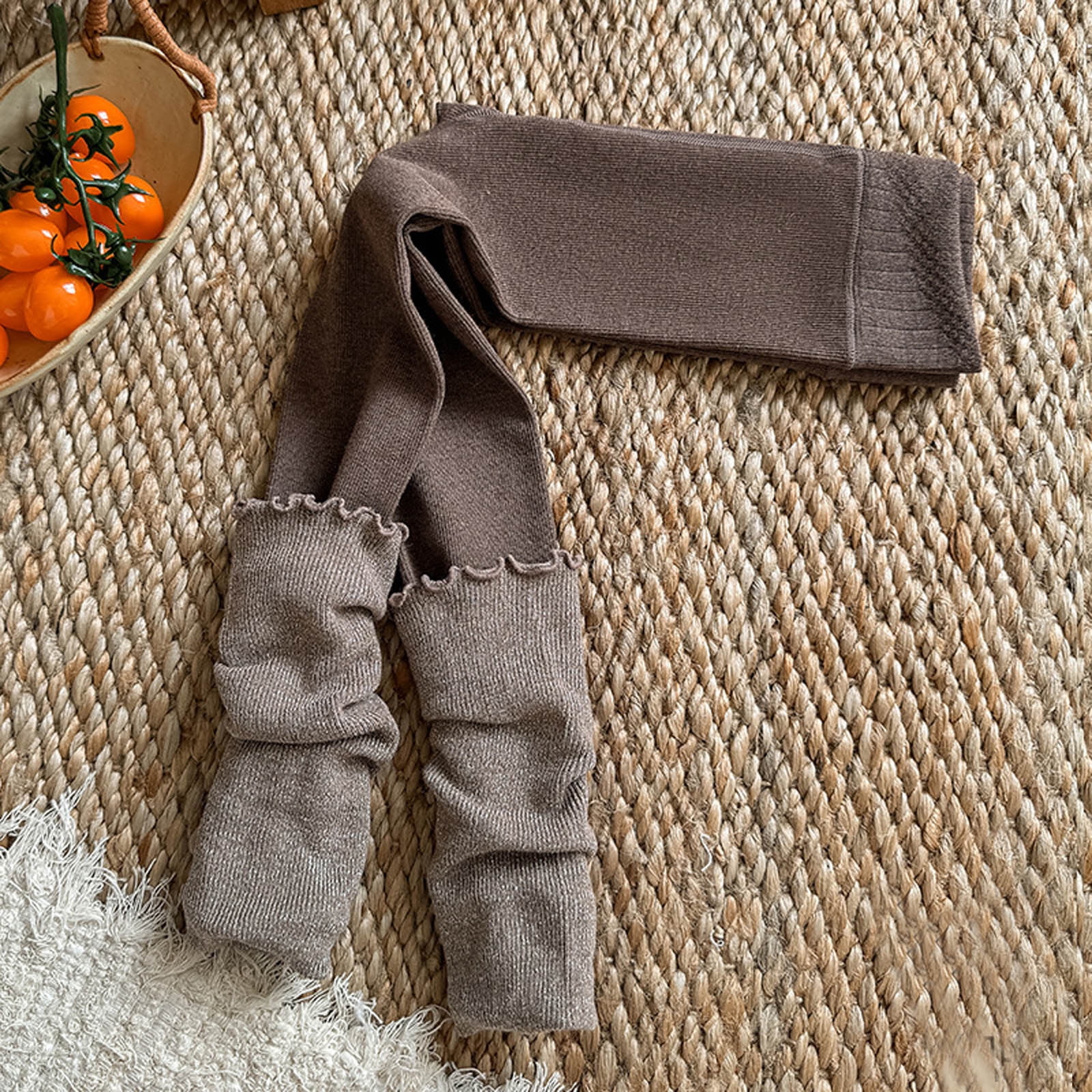 Girls Footless Tights Cotton Ruffle Soft Knit Tights Kids Leggings ...