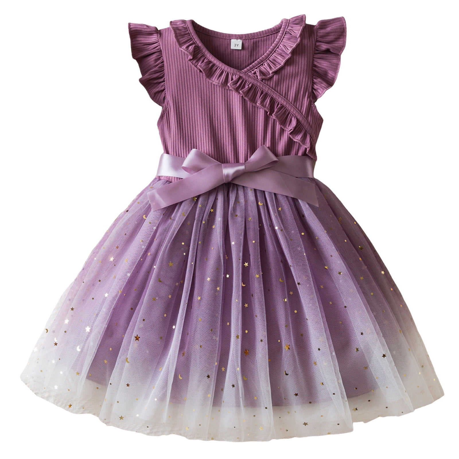Girls Formal Dress A Line Flower Girl Dress Fly Sleeve Prints Bowknot ...