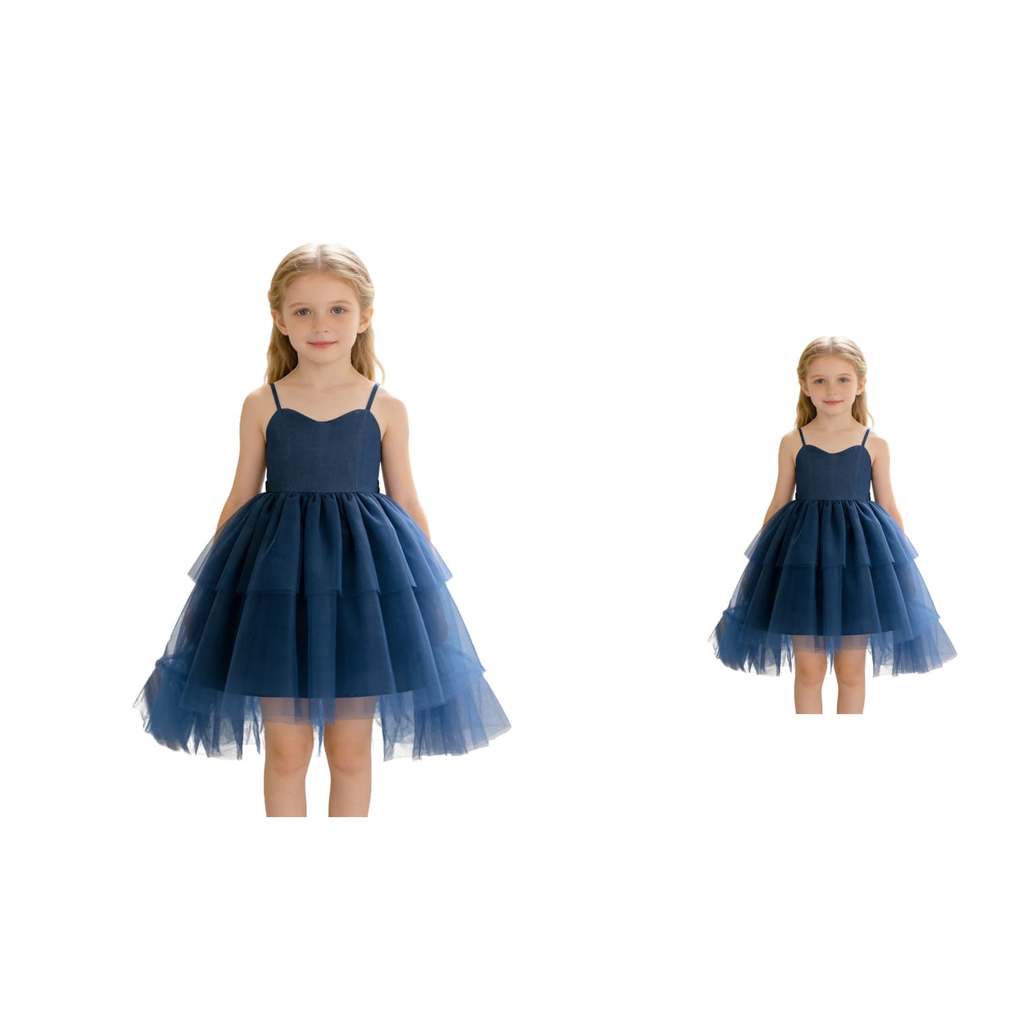 Girls Formal Dress Sleeveless Tiered Gown with Train for Party ...