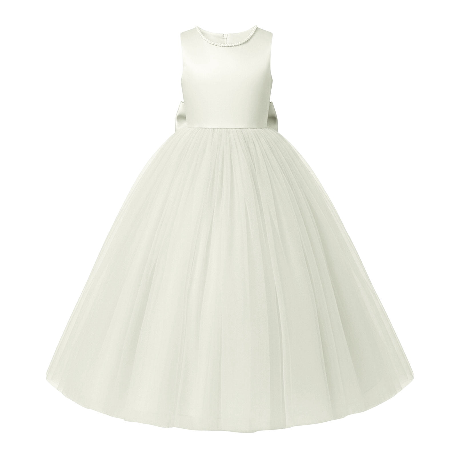 Girls' Formal Dress Solid Sleeveless Long Princess Dress Flower Girl ...