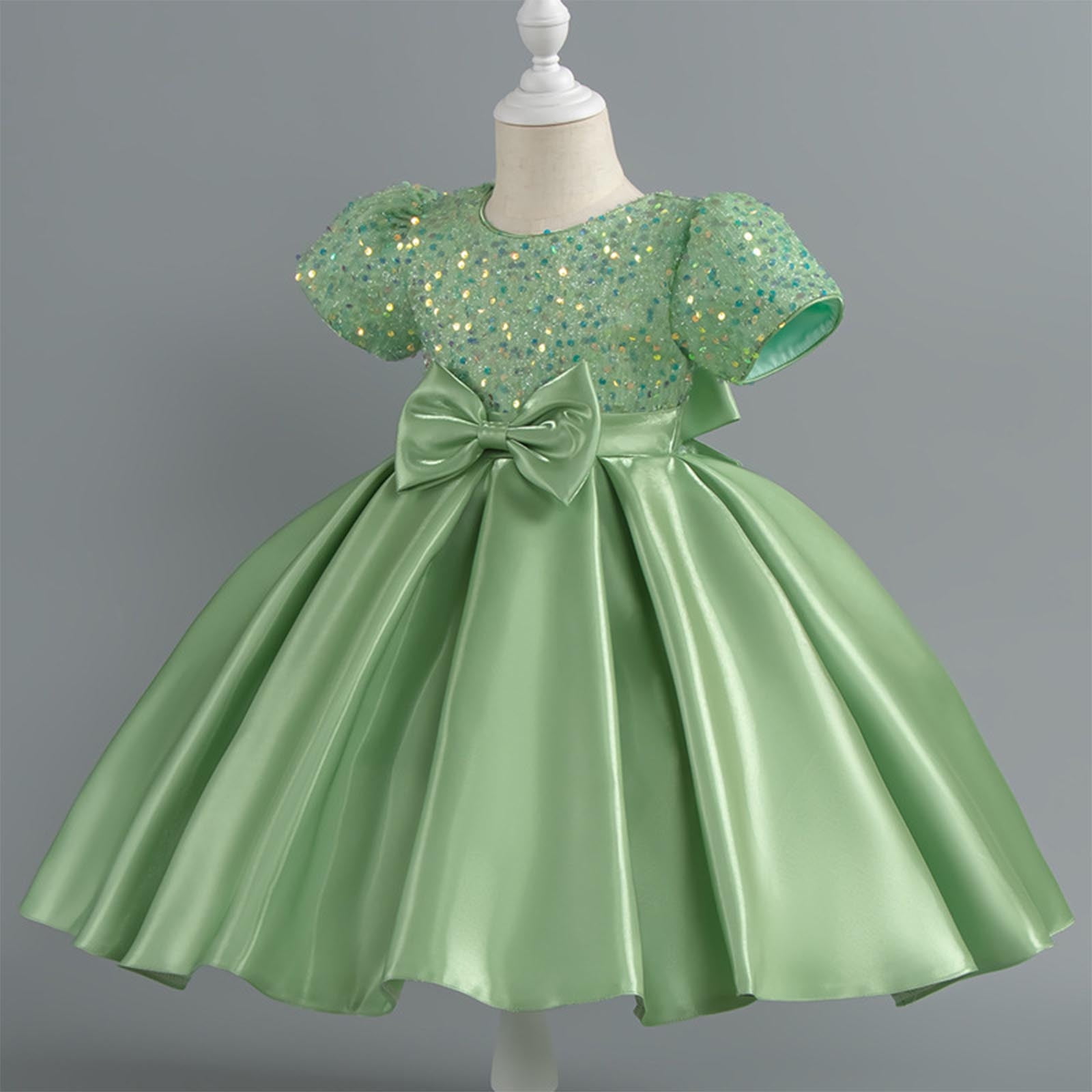 Girls Formal Dress Trendy Glitter Sequin Stain Patchwork Puffy Ball Gowns Cute Pageant Princess ...