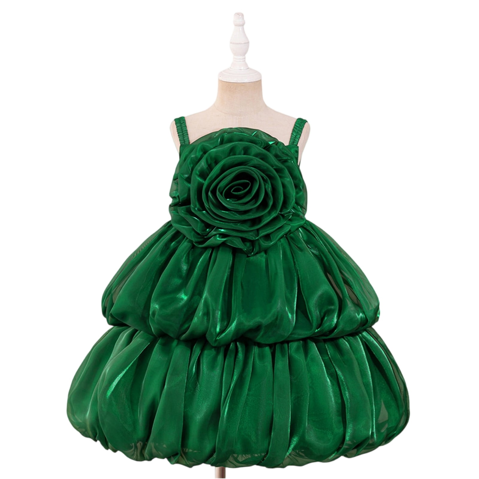 Girls Formal Flower Girl Dress with Layered Organza Bubble Skirt and 3D ...