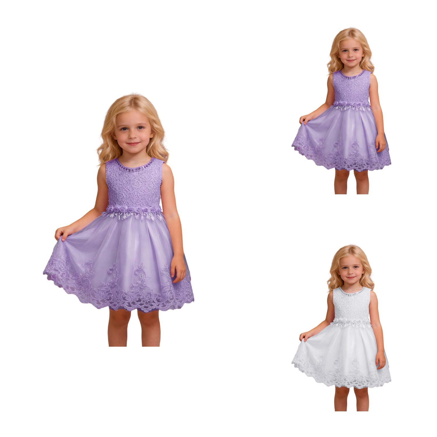 Girls Formal Party Dress with Vest and Skirt, Elegant Floral ...
