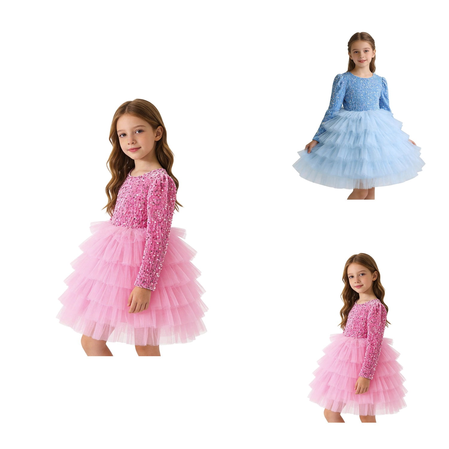 Girls Formal Sequin Butterfly Dress, Flower Girl Pageant Gown, Long ...
