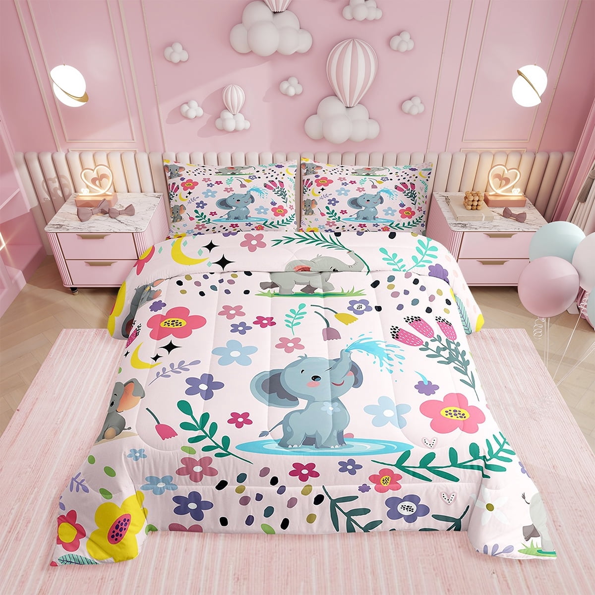 Full Comforter Set for Elephant Love,Cartoon Animal Bedding Set ,Cute ...