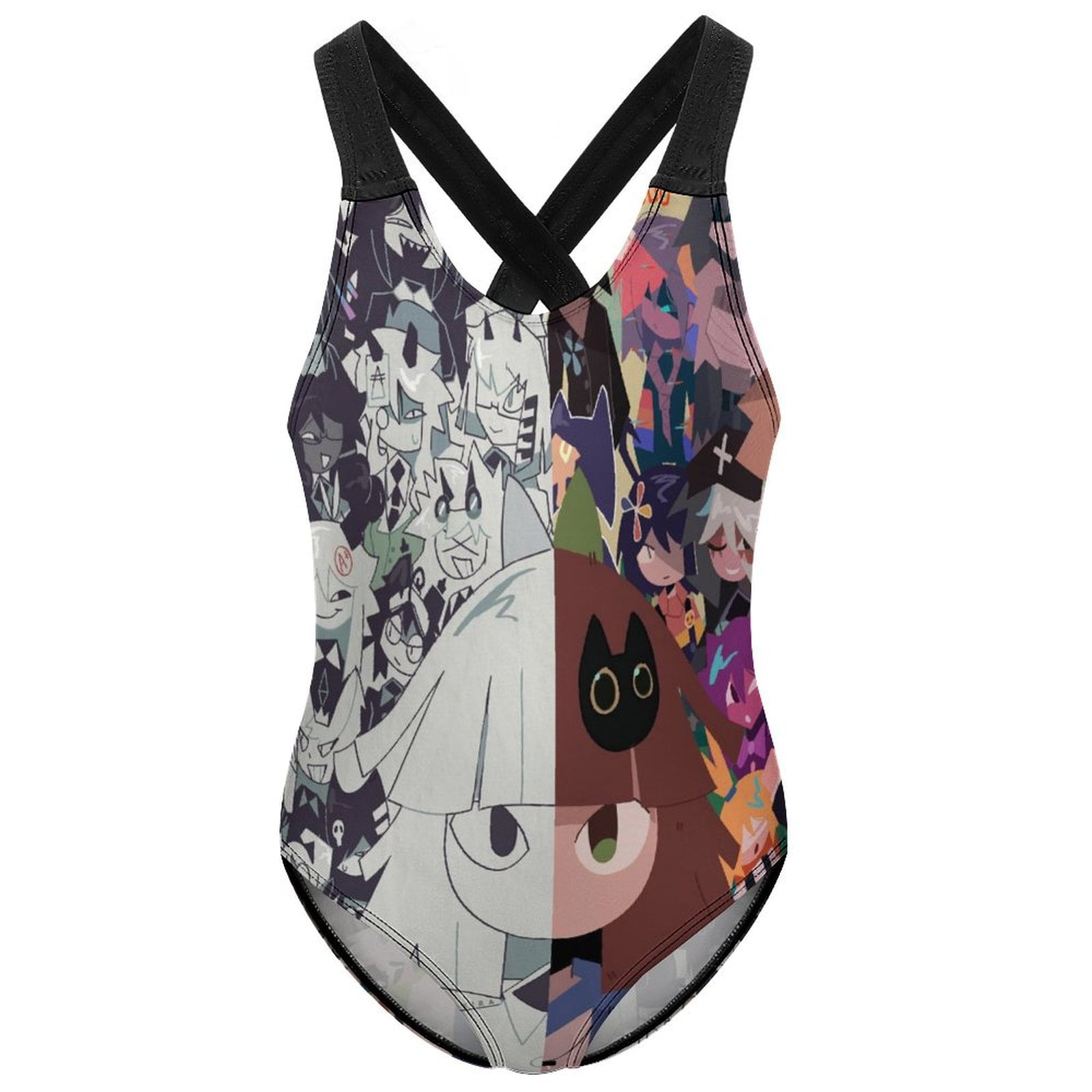 Girls Fundamental Paper Education One Piece Swimsuits Cross Back ...