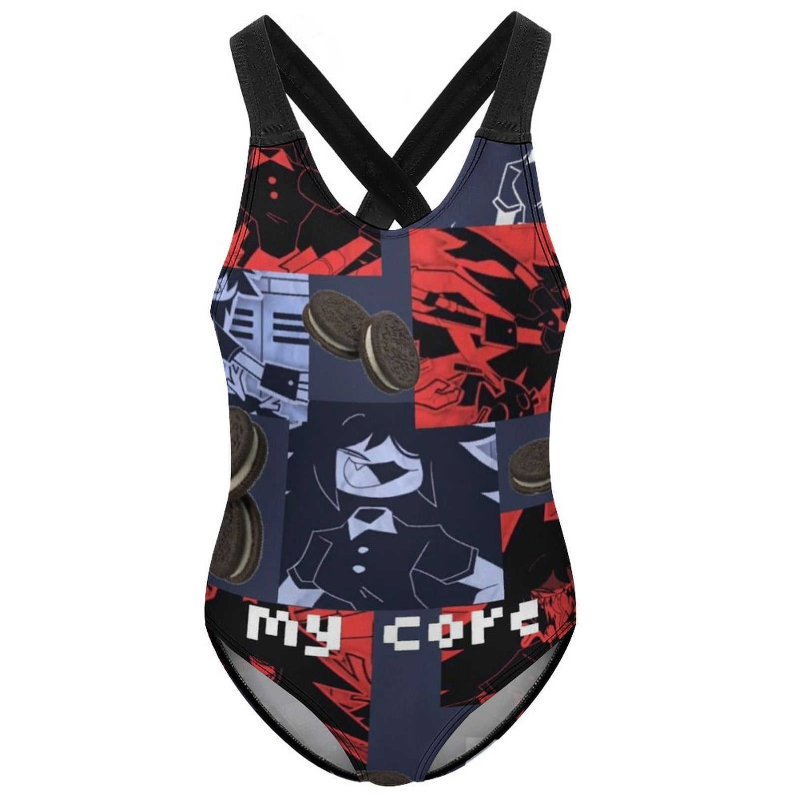 Girls Fundamental Paper Education One Piece Swimsuits Cross Back ...