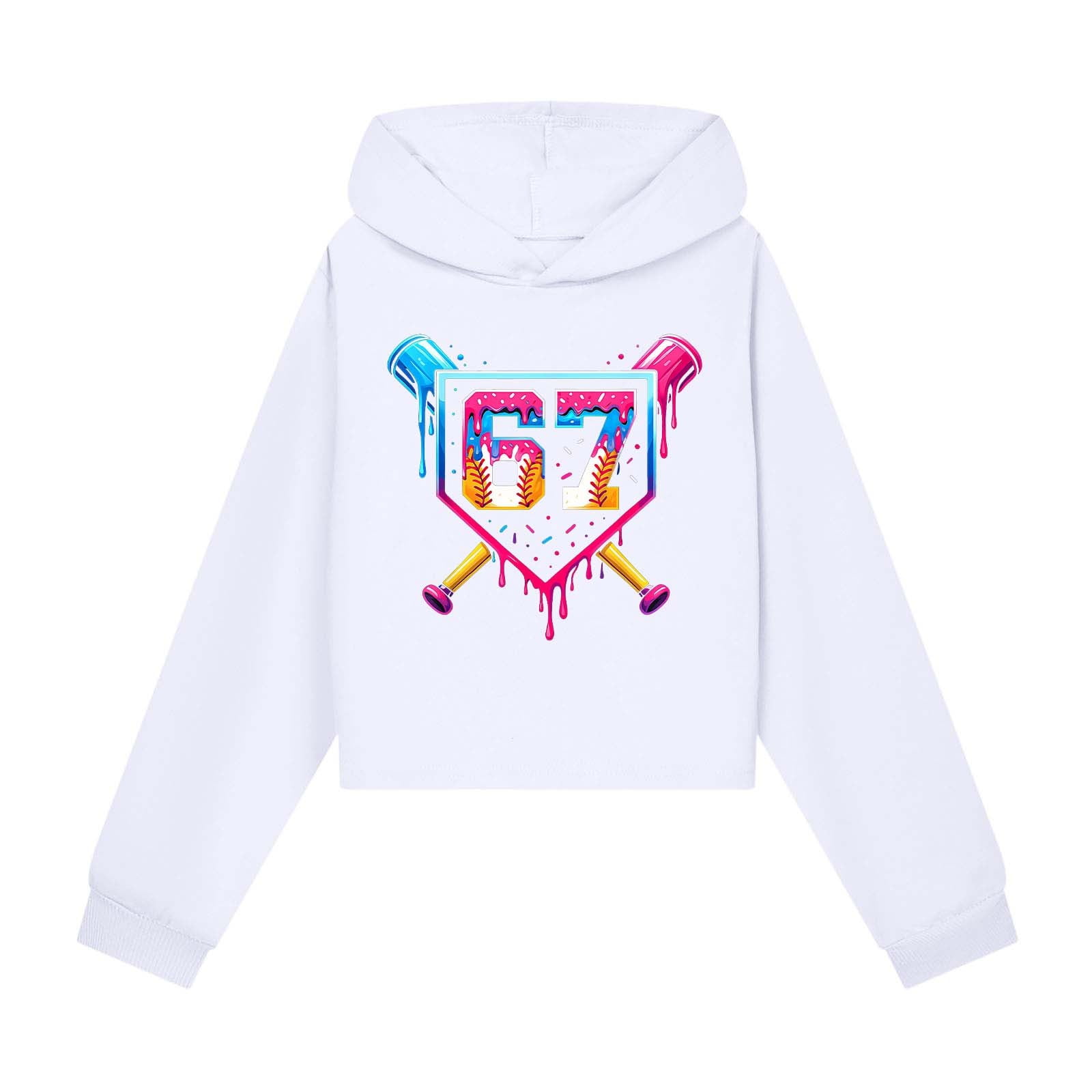 Girls Funny 67 Number Hoodies Sweatshirt Crew Neck Rap Drop Shoulder ...