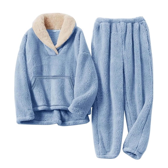Girls Fuzzy Pants Set Fleece Outfits Winter Flannel Loose Fluffy ...