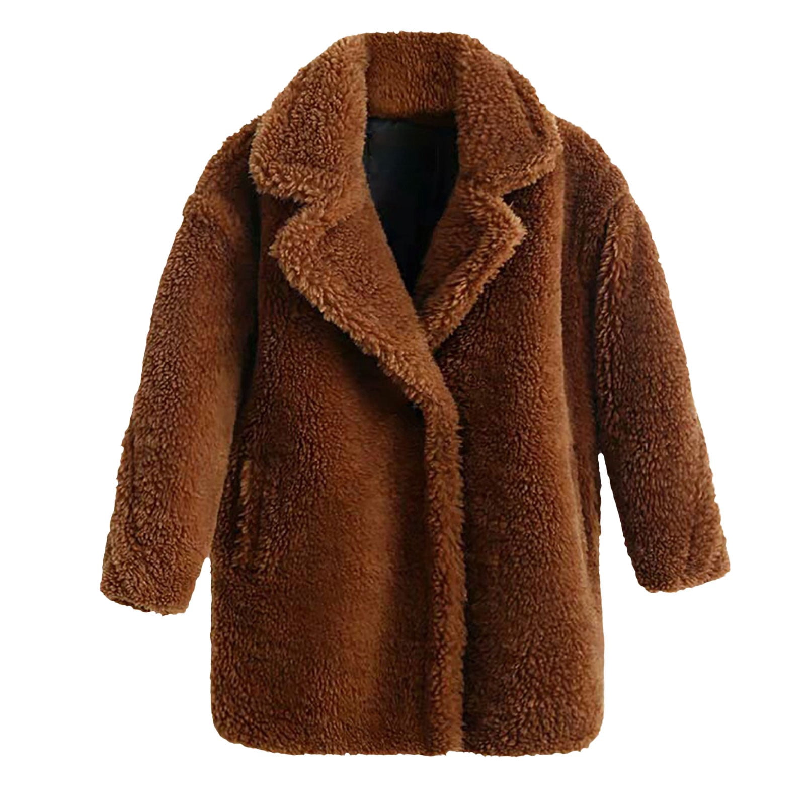 Girls Fuzzy Peacoat Plain Open Front Collar Sherp𝐚 Outwear Kids Toddler ...
