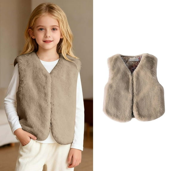 Girls Fuzzy Vest Khaki Vest for Girls Warm Winter Clothes Jackets for ...