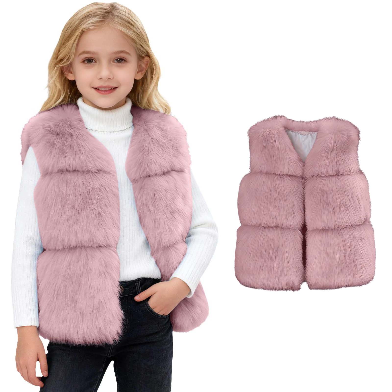 Girls Fuzzy Vests Pink Vest for Girls Warm Winter Clothes Girl Coats ...