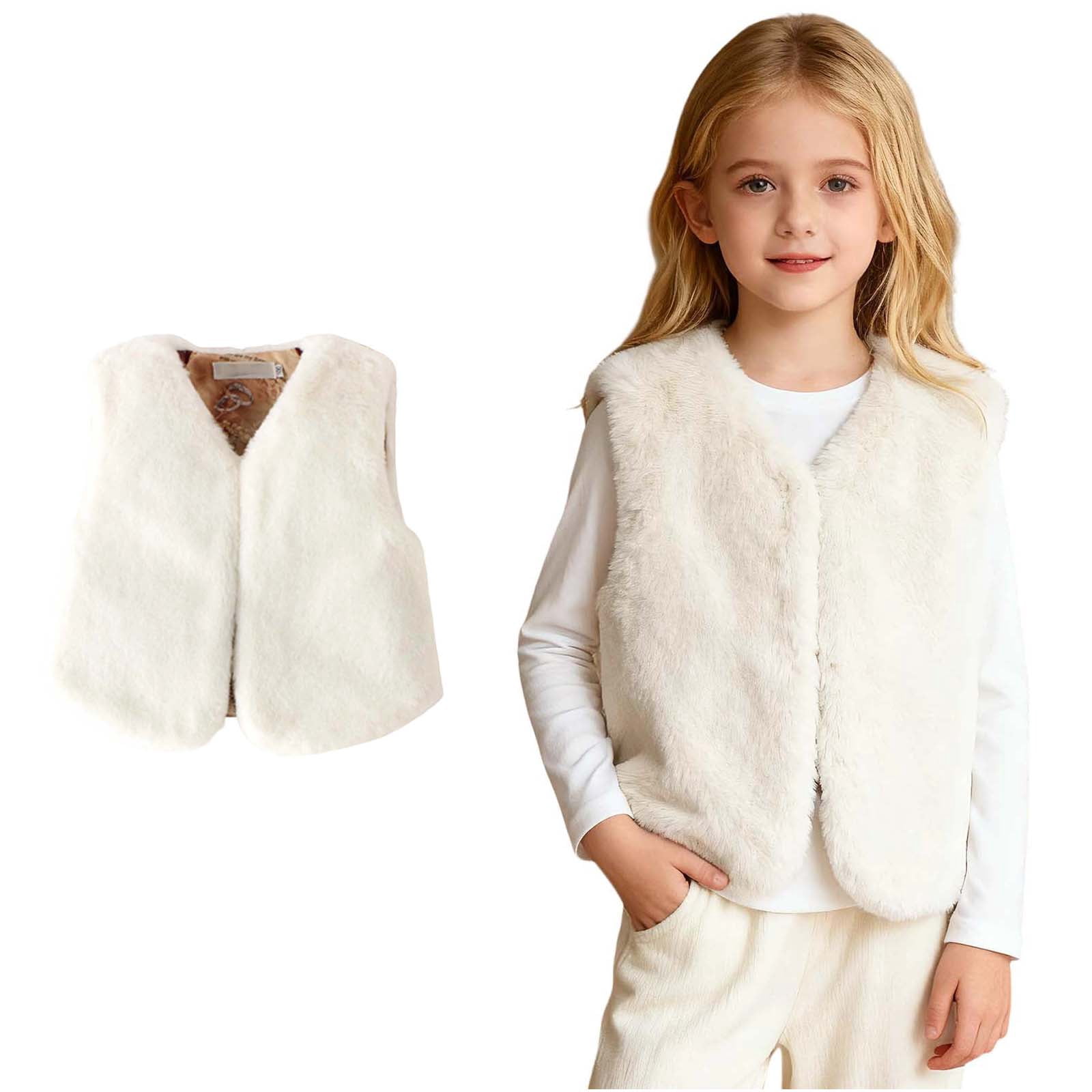 Girls Fuzzy Vests White Vest for Girls Warm Winter Clothes Girl Vest 6 ...