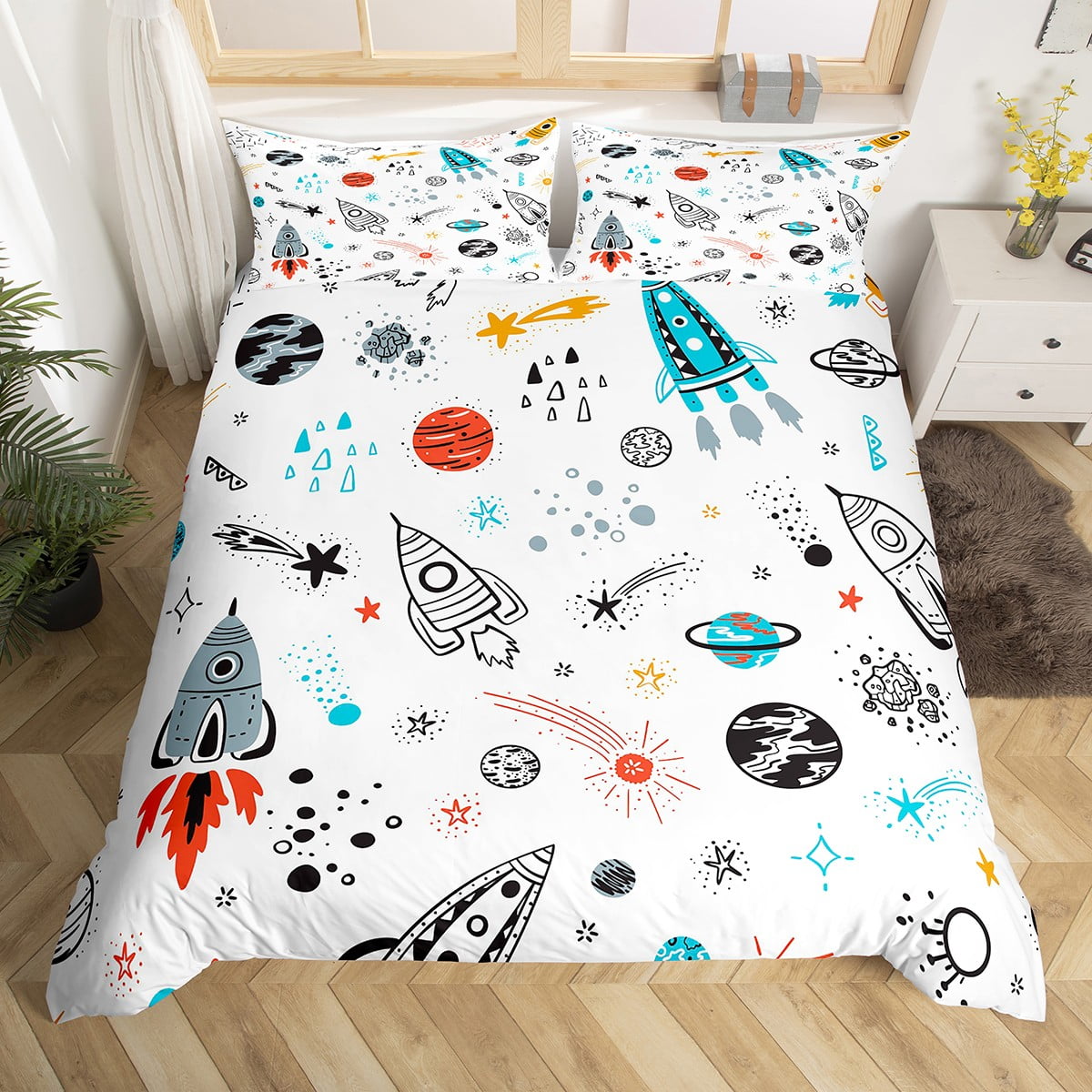 Galaxy Bedding Set Full Outer Space Duvet Cover Universe Themed ...