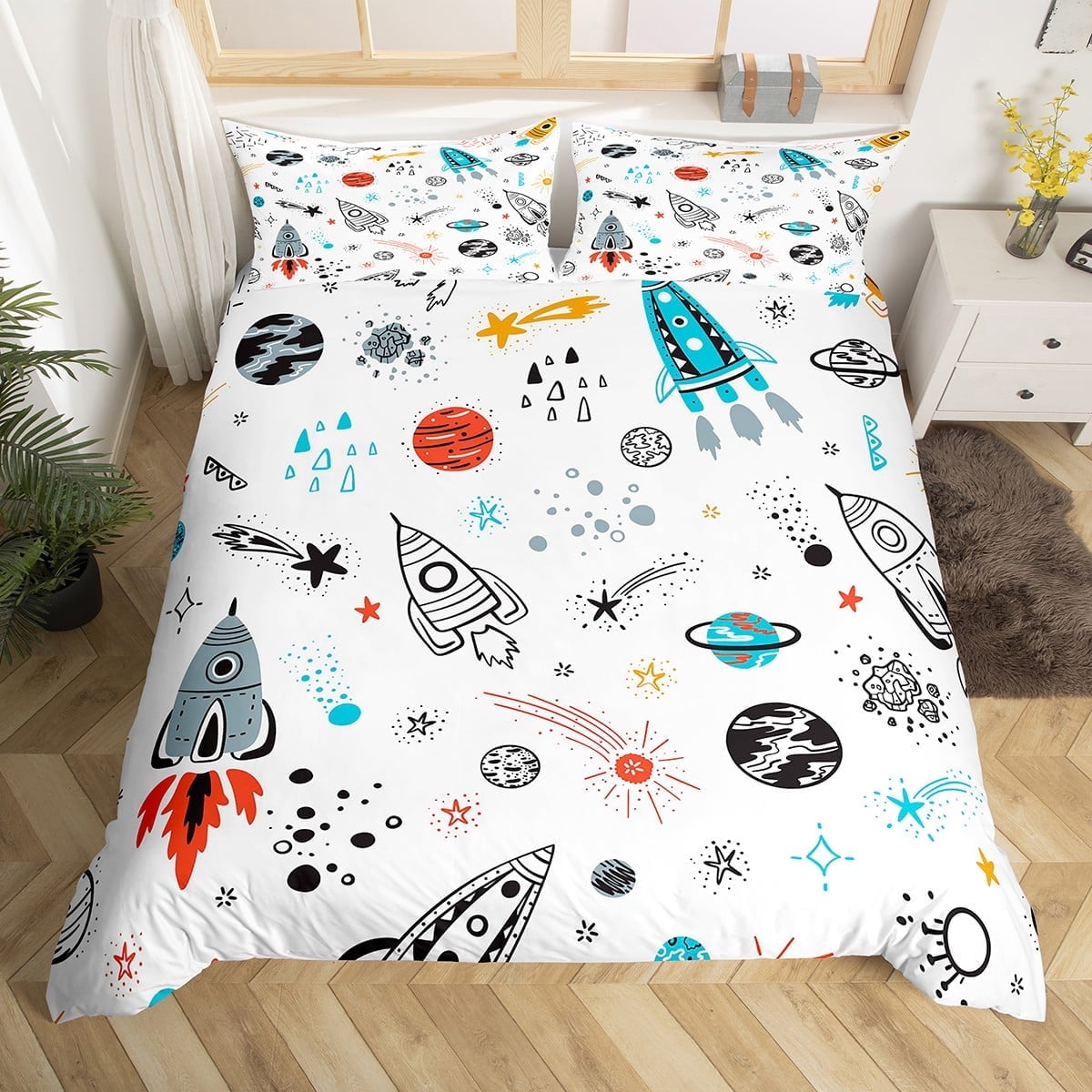Galaxy Bedding Set Queen Outer Space Duvet Cover Universe Themed ...