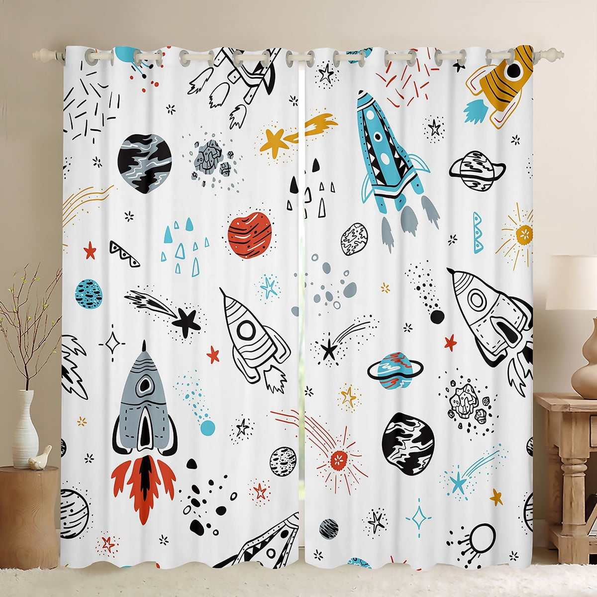 Girls Galaxy Blackout Curtains Outer Space Curtains for Boys Kids ...