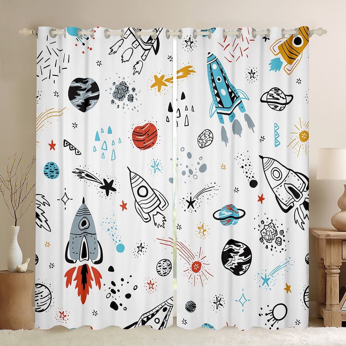 Galaxy Blackout Curtains Outer Space Curtains Universe Themed Window ...