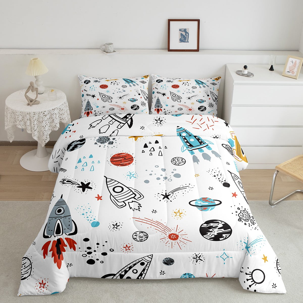 Girls Galaxy Comforter Set Full Outer Space Bedding for Boys Kids ...