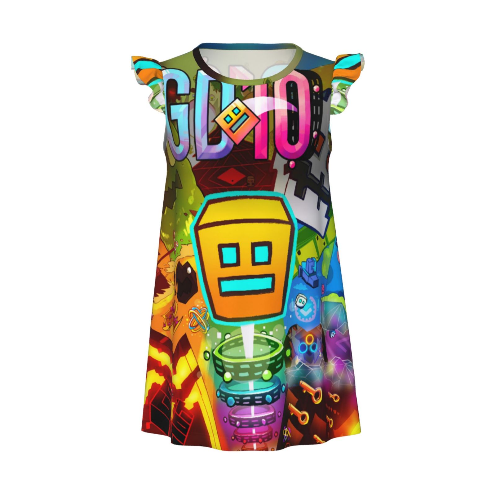 Girls Geometry Dash Nightgown Princess Pajama Dresses For Girls ...