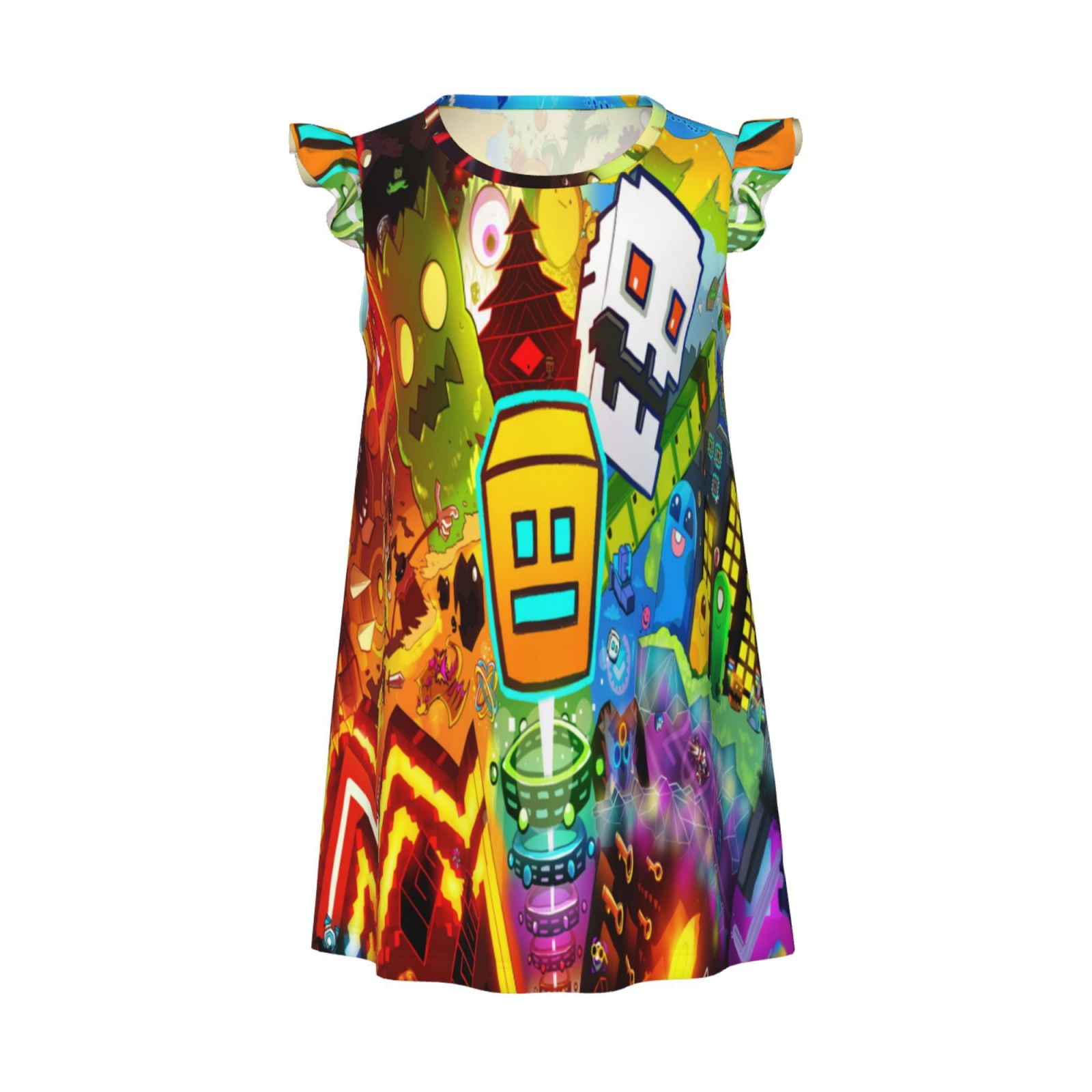 Girls Geometry Dash Nightgown Princess Pajama Dresses For Girls ...