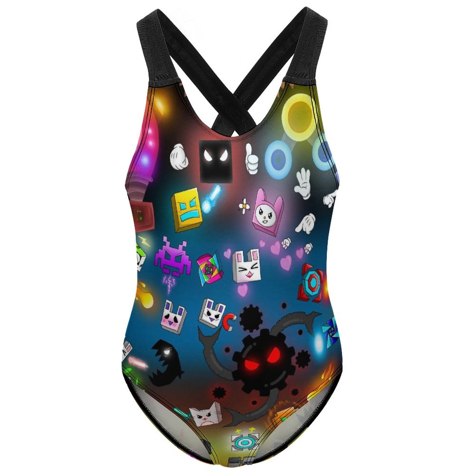 Girls Geometry Dash One Piece Swimsuit Bathing Suit Summer Swimwear ...